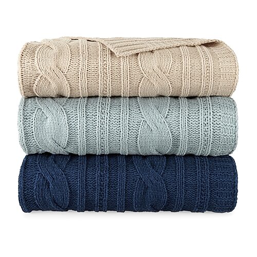 Click here for Linden Street Cable Knit Chenille Throw  One Size... prices