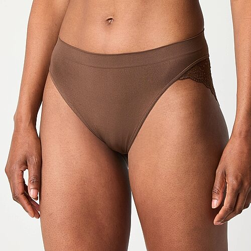 Click here for Ambrielle Seamless Lace High Cut Panty  Small  Bro... prices