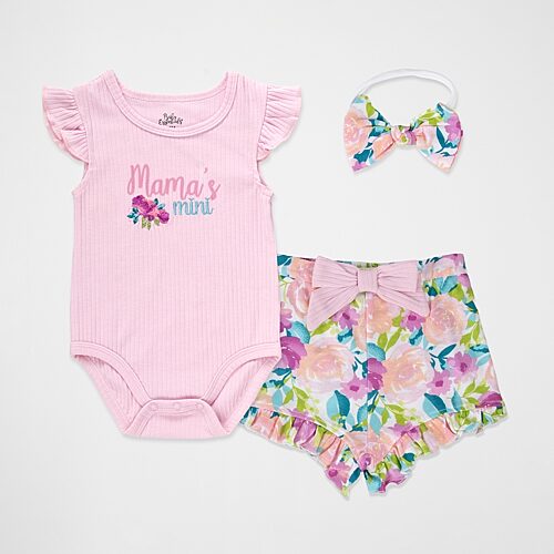 Click here for Baby Essentials Baby Girls 3-pc. Short Set  3 Mont... prices