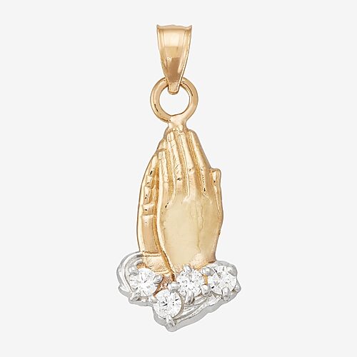 Click here for Praying Hands Unisex Adult White Cubic Zirconia 14... prices