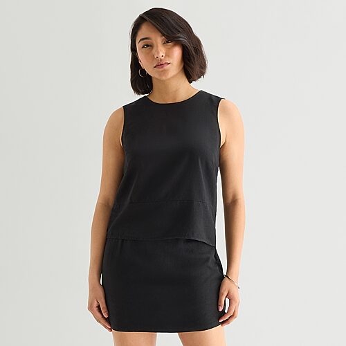 Click here for a.n.a Linen Womens Round Neck Sleeveless Blouse  P... prices