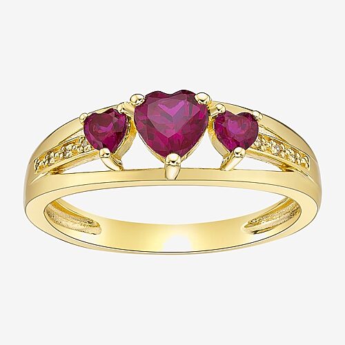 Click here for Womens Diamond Accent Lab Created Red Ruby 18K Gol... prices