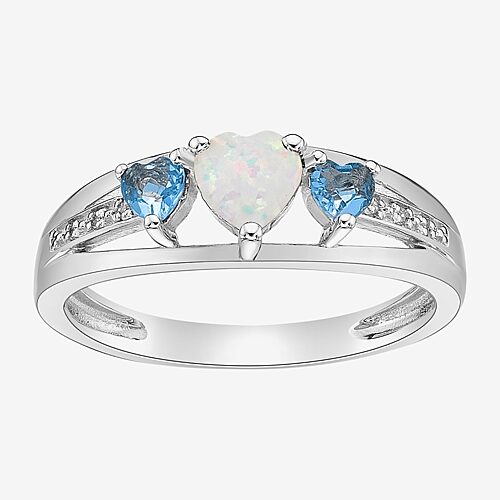 Click here for Womens Diamond Accent Lab Created White Opal Sterl... prices