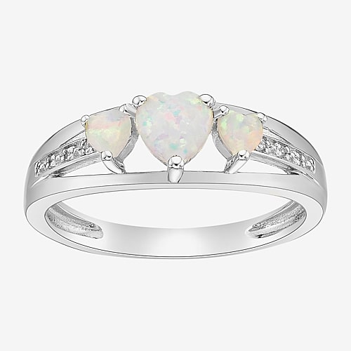 Click here for Womens Diamond Accent Lab Created White Opal Sterl... prices