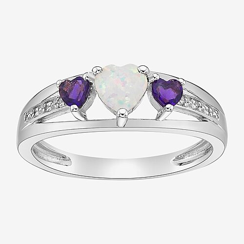 Click here for Womens Diamond Accent Lab Created White Opal Sterl... prices