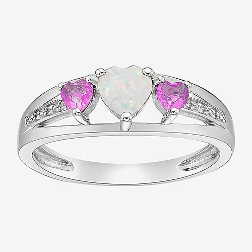 Click here for Womens Diamond Accent Lab Created White Opal Sterl... prices