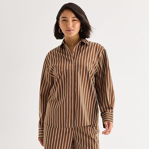 Click here for a.n.a Womens Cuffed Long Sleeve Oversized Button-D... prices
