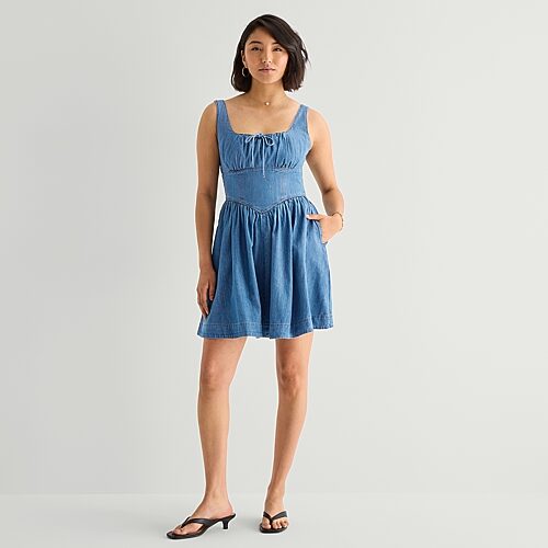 Click here for A.N.A Womens Sleeveless Square Neck Drop Waist Dre... prices