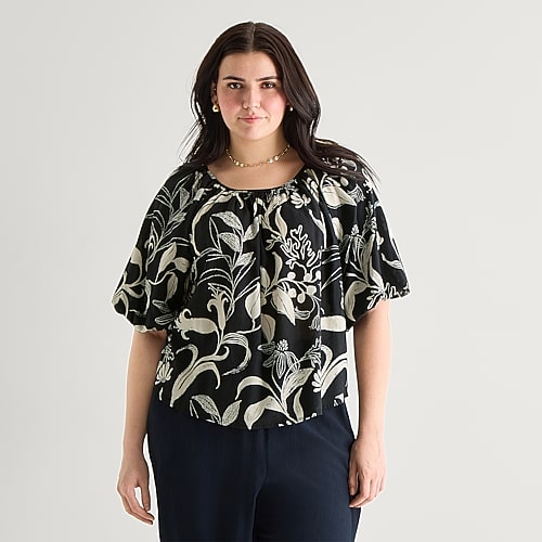Click here for a.n.a Womens Plus Round Neck Short Sleeve Blouse... prices