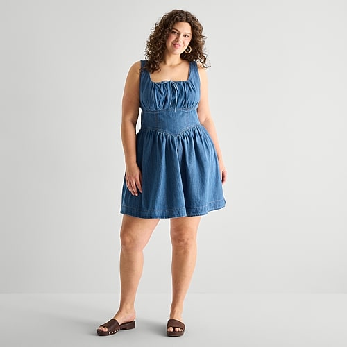 Click here for a.n.a Womens Plus Sleeveless Square Neck Drop Wais... prices