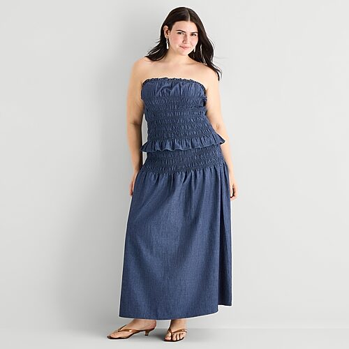 Click here for a.n.a Womens Plus Midi A-Line Skirt  5x  Blue prices