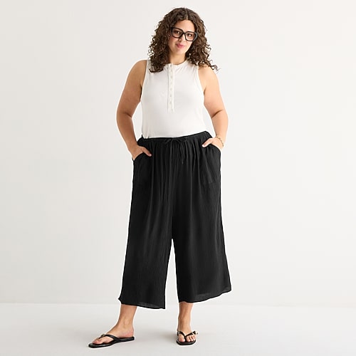 Click here for a.n.a Womens Plus Wide Leg Cropped Pant  1x  Black prices
