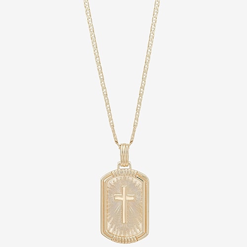 Click here for Mens 14K Gold Over Silver Cross Rectangular 22 Inc... prices