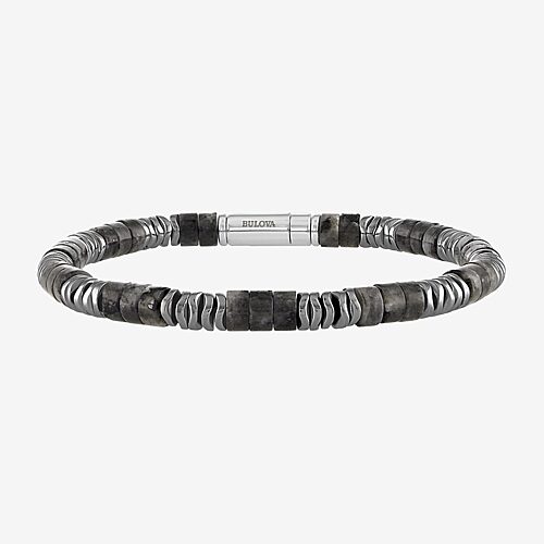 Click here for Bulova Mens Sterling Silver Beaded Bracelet  One S... prices