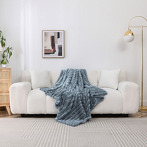 Click here for Blaise Plush Throw  One Size  Blue prices