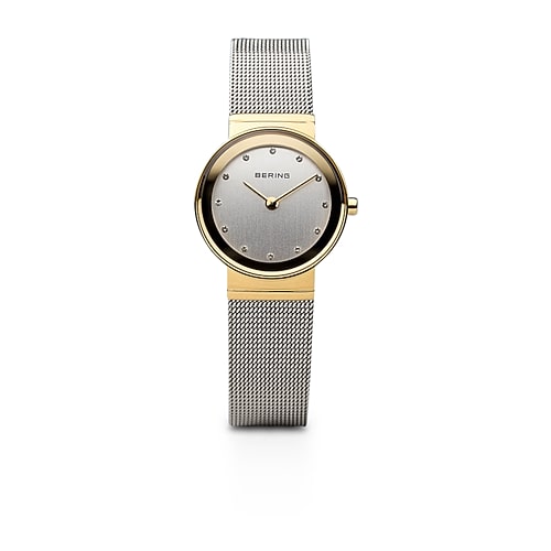 Bering Classic Womens Crystal Accent Two Tone Mesh Bracelet Watch-10126-001  One Size