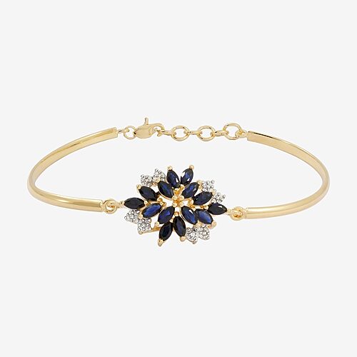 Click here for 14K Gold over Silver Gemstone Flower Bangle Bracel... prices