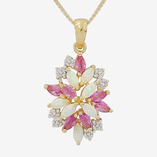 Click here for 14K Gold Over Silver Lab-Created Opal & Pink and W... prices