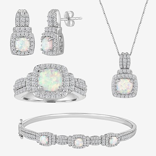 Click here for Lab-Created Opal And Cubic Zirconia Pure Silver Ov... prices