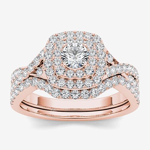 Click here for 7/8 CT.T.W. Natural Diamond 10K Rose Gold Bridal R... prices