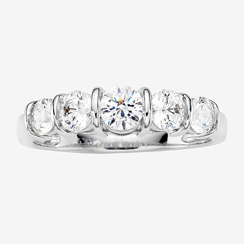 Click here for 1 CT.T.W. Natural Diamond 10K White Gold 5-Stone R... prices