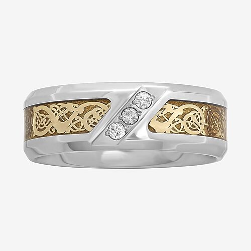 Click here for Mens 1/10 CT.T.W. Natural Diamond Tribal Inlay Wed... prices