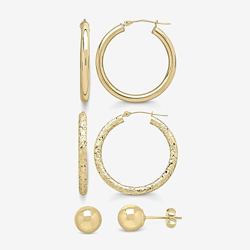 Click here for 3 Piece 10K Gold Earring Set  One Size  Gold prices