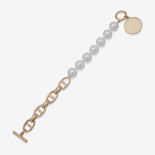 Click here for Worthington Gold Tone Half Beaded Toggle Womens 8... prices