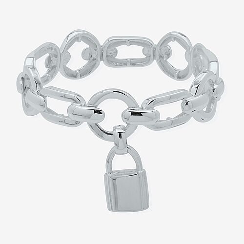 Click here for Worthington Silver Tone Padlock Charm Womens Stret... prices