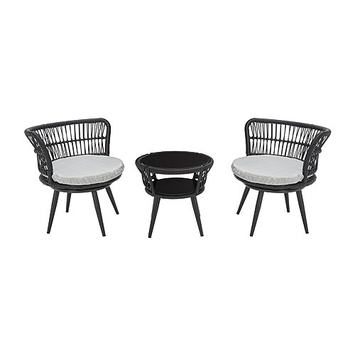 Click here for Kyomi 3PC Lounge Set - Black/grey prices