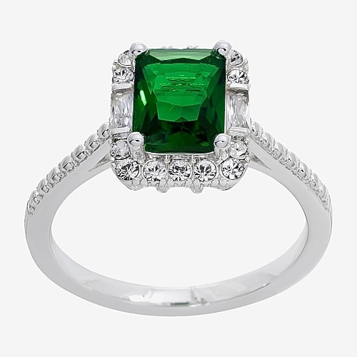 Click here for Sparkle Allure Womens Green Crystal Pure Silver Ov... prices