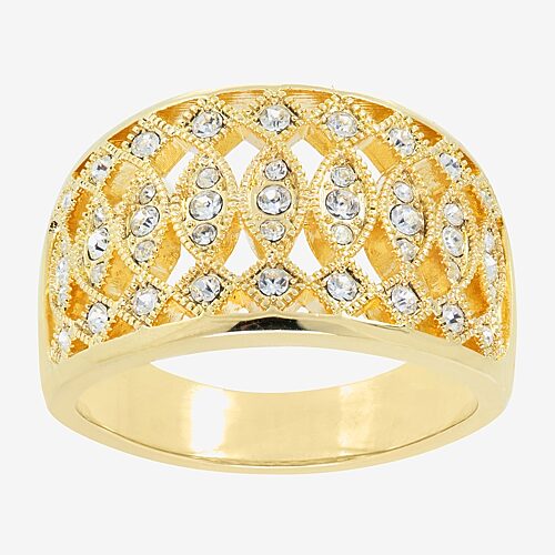 Click here for Sparkle Allure Fretwork Womens 4.5MM Crystal 14K G... prices