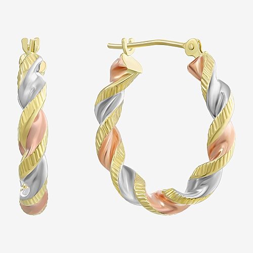 Click here for 14K Tri-Tone Hoop Earrings  One Size prices