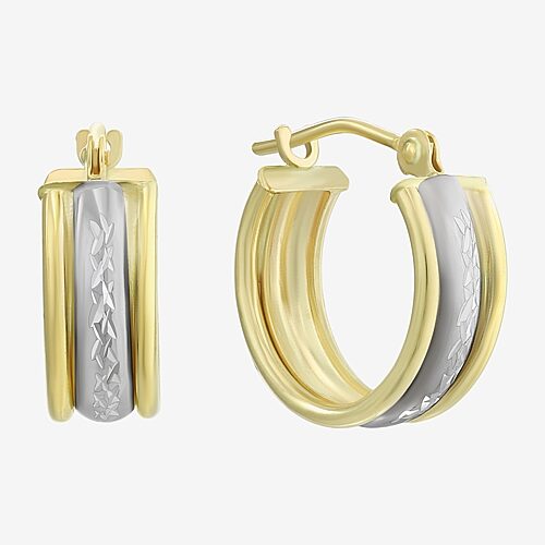 Click here for 14K Two-Tone Gold 15mm Small Band Hoop Earrings  O... prices