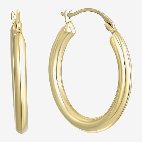 Click here for 14K Gold Round Polished 21mm Hoop Earrings  One Si... prices