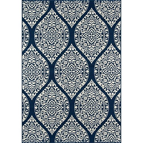 Momeni Baja 17 Damask Indoor Outdoor Rectangular Accent Rug  One Size  Blue