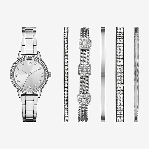 Click here for Ladies Sets Womens Crystal Accent Silver Tone 5-pc... prices