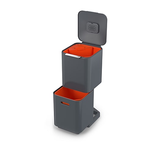 Joseph Joseph Totem Compact 40-Litre Waste And Recycling Bins Trash Can  One Size  Gray