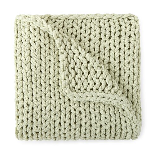 Click here for Linden Street Chunky Knit Throw  One Size  Green prices