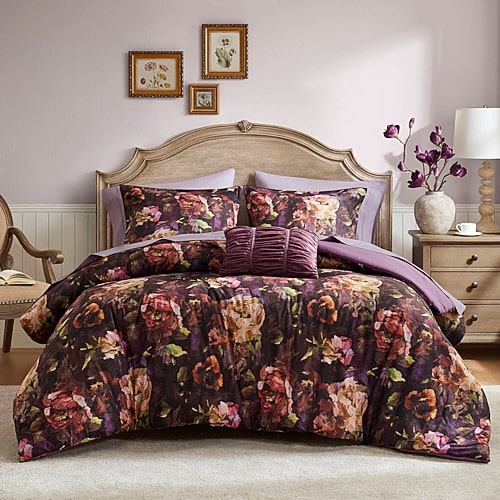 Click here for Madison Park Seraphina Velvet Floral Print 4-Pc. C... prices