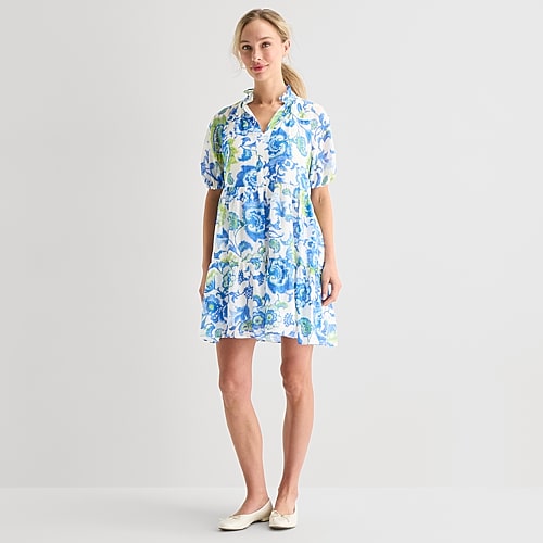 Click here for MSK Womens Midi V Neck Short Sleeve Floral Fit + F... prices