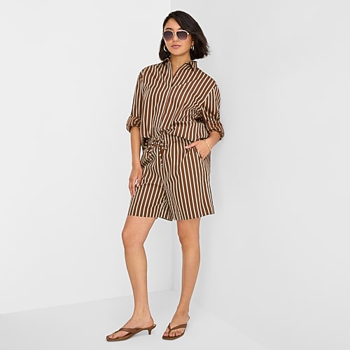 Click here for a.n.a Womens Striped Drawstring Waist Short  Small... prices