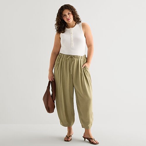 Click here for a.n.a Womens Plus Linen Ankle Balloon Pant  0x  Gr... prices
