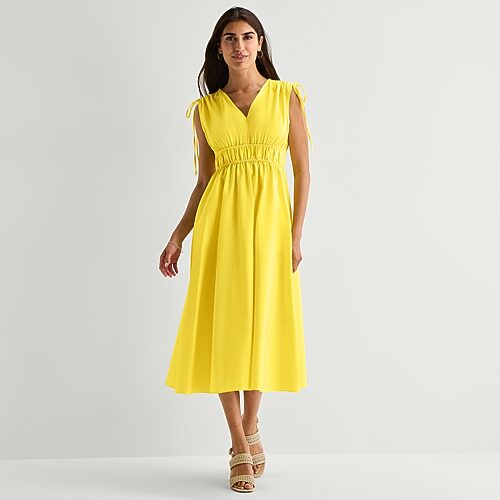 Click here for Melonie T Womens Midi V Neck Sleeveless Fit + Flar... prices