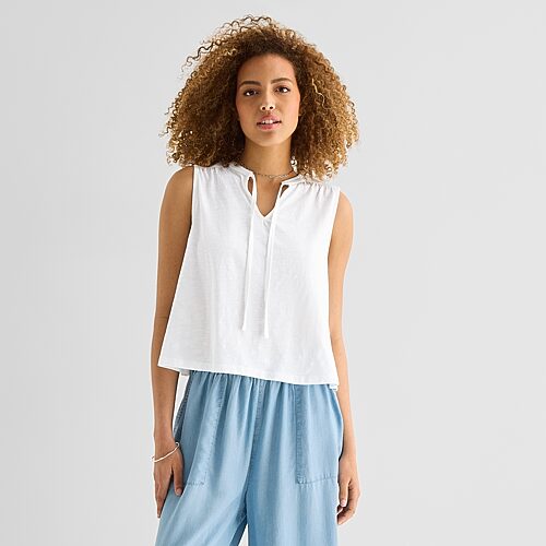 Click here for a.n.a Womens Split Tie Neck Sleeveless Tank Top  X... prices