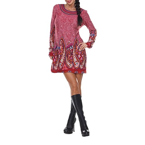 Click here for White Mark Sandrine Embroidered Sweater Dress  Med... prices