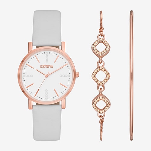 Click here for Geneva Womens White 4-pc. Watch Boxed Set Fmdjset7... prices