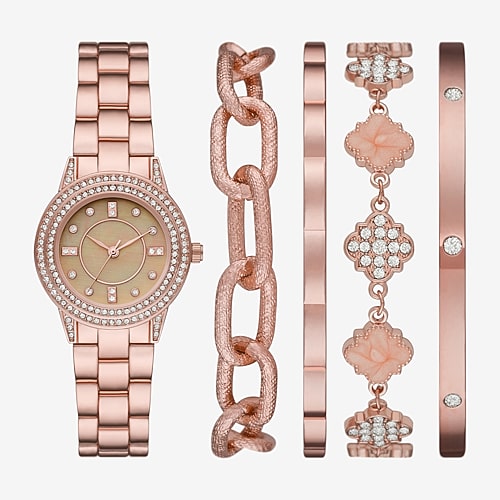 Click here for Ladies Sets Womens Crystal Accent Rose Goldtone 5-... prices