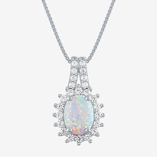 Click here for Womens Lab Created White Opal Sterling Silver 18 I... prices