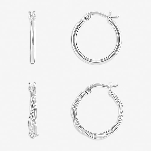 Click here for Silver Reflections Womens 2 Pair Earring Set  One... prices